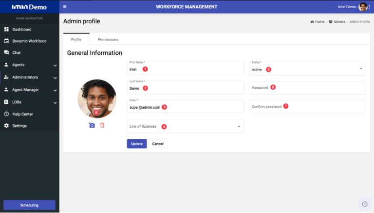 Manager profile information - Imin help